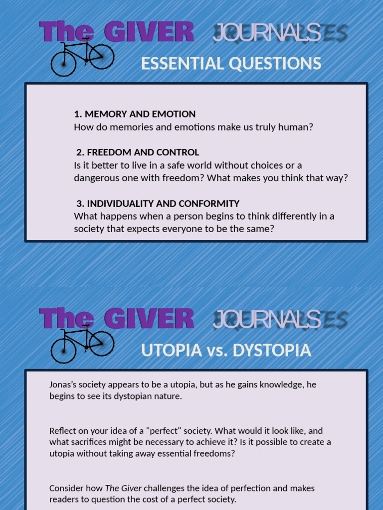Exploring Themes in The Giver Journals | PDF | The Giver | Dystopia