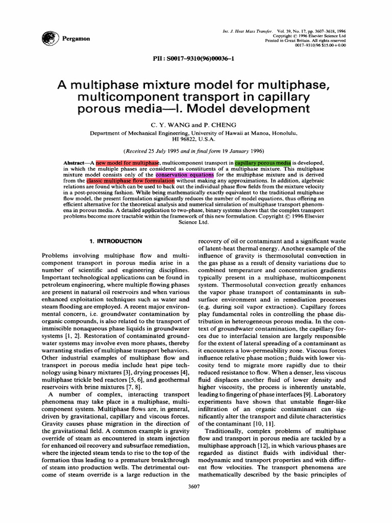 Multiphase Transport Model in Porous Media | PDF | Diffusion | Fluid ...