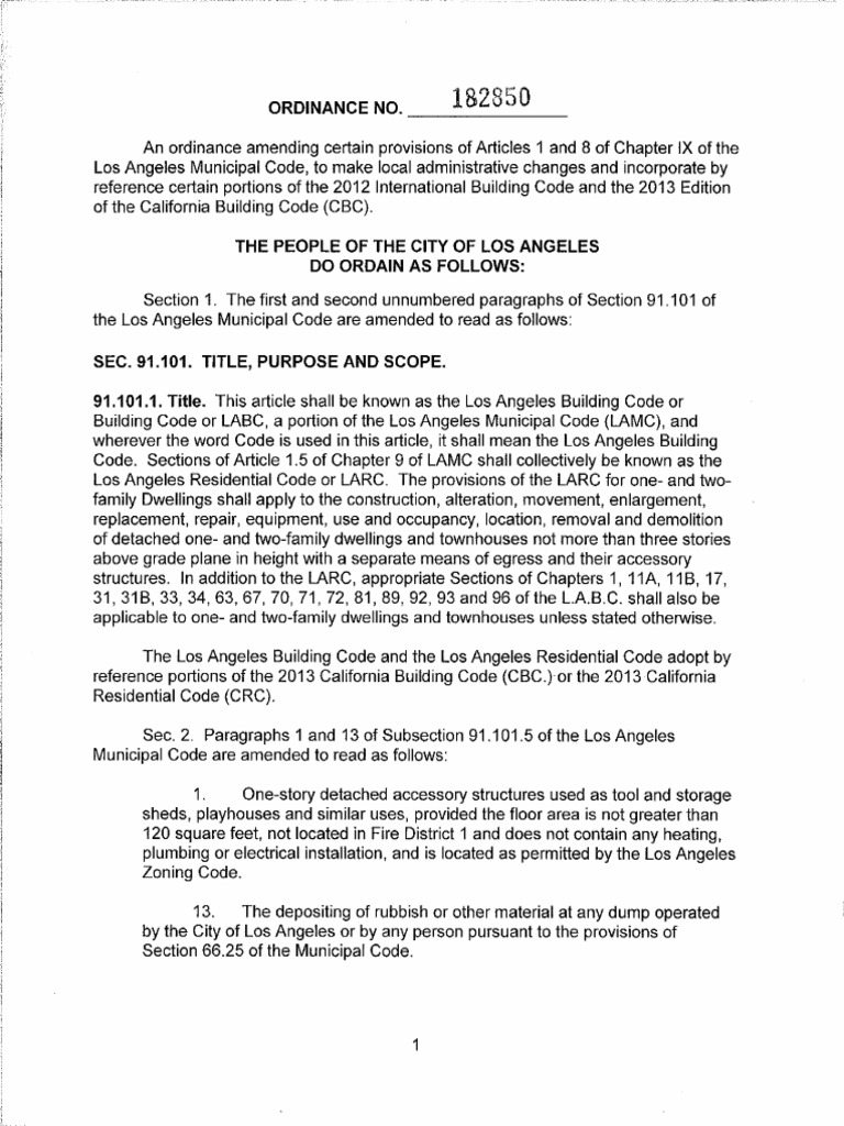 LA Building Code Amendments 2023 | PDF | Framing (Construction ...