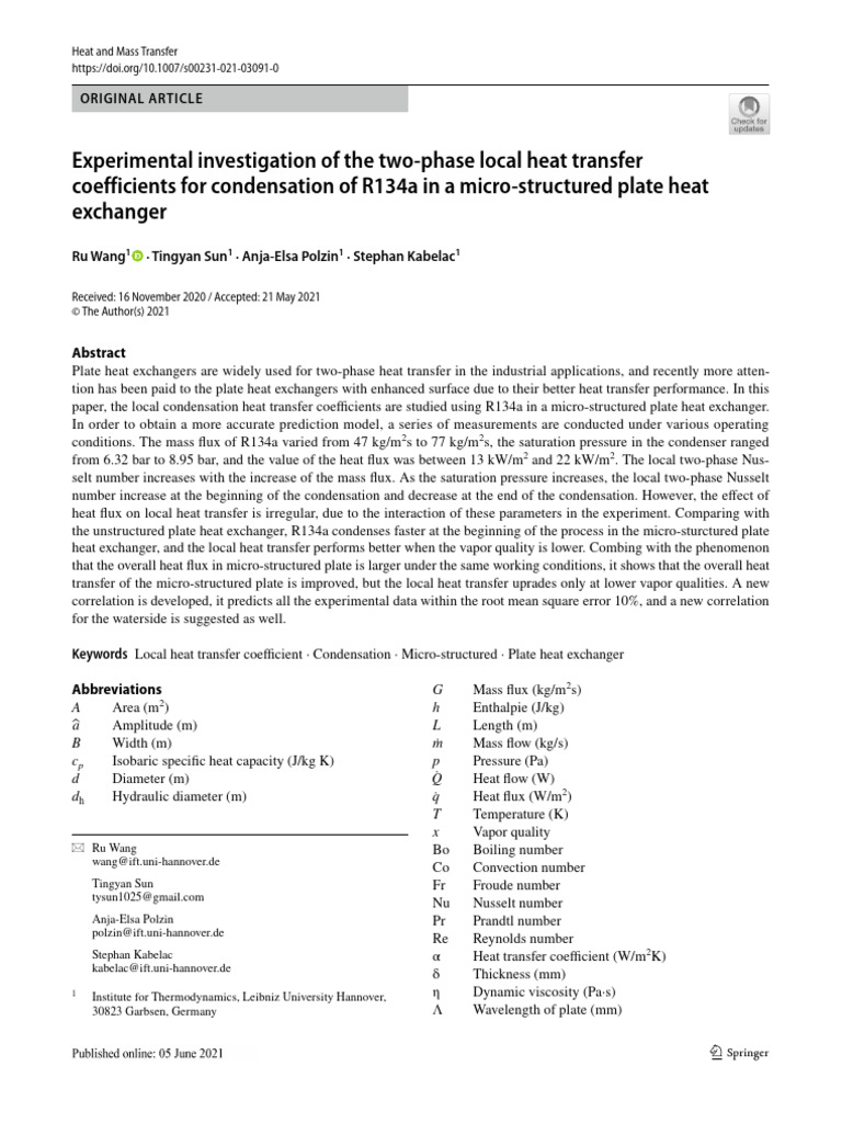 Experimental Investigation of The Two Phase Local Heat Transfer ...