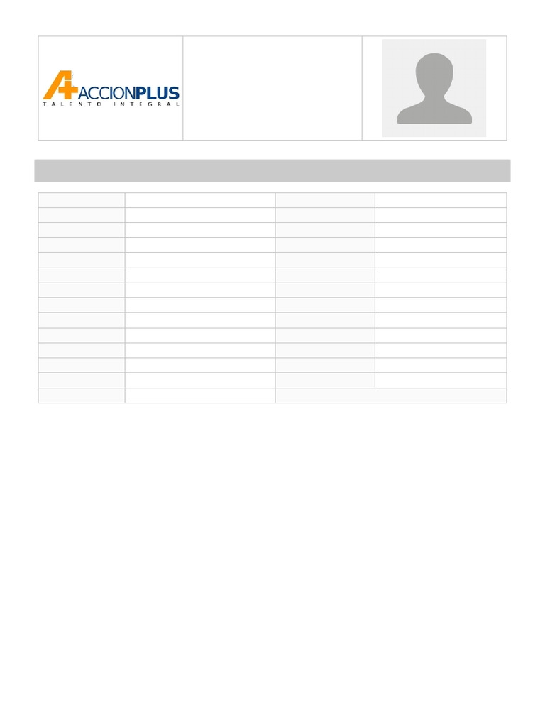 Hoja de Vida Accion Plus | PDF
