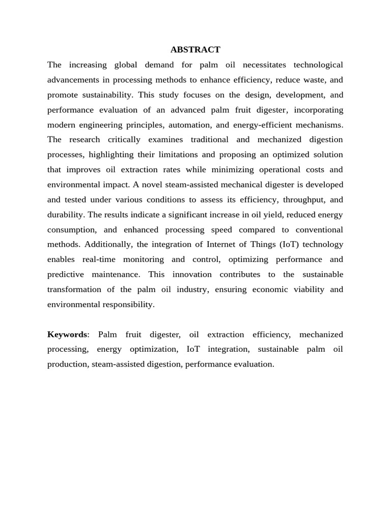 Advanced Palm Fruit Digester Design | PDF | Palm Oil | Efficient Energy Use