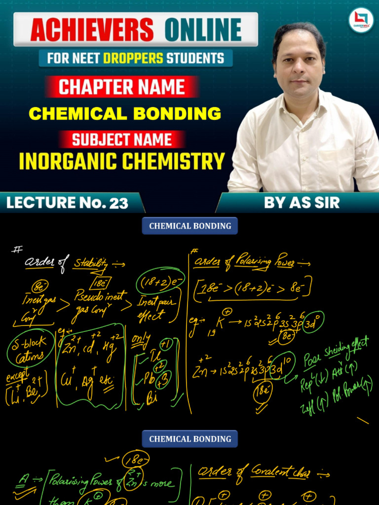 Inorganic Chemistry) Chemical Bonding L-23 Class Notes | PDF