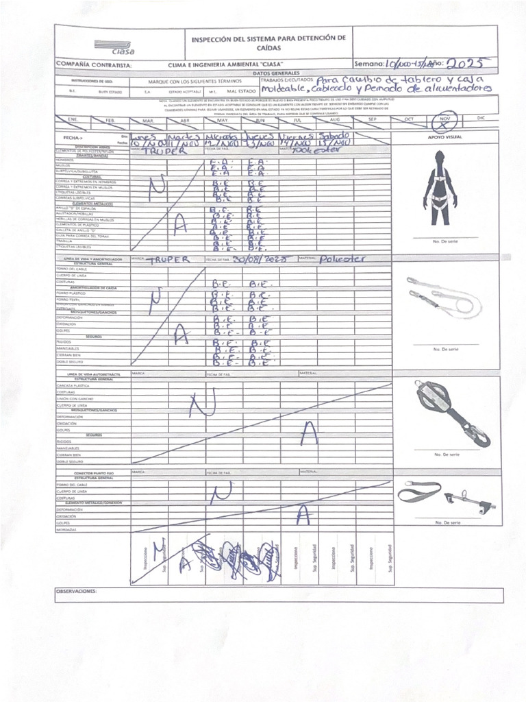 Checklist Arnes Linea de Vida | PDF