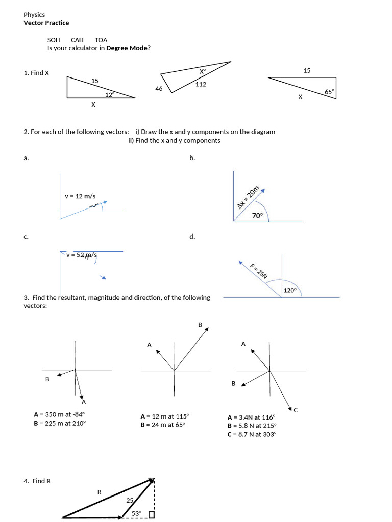 3.1 Vector Practice | PDF | Euclidean Vector | Geometry