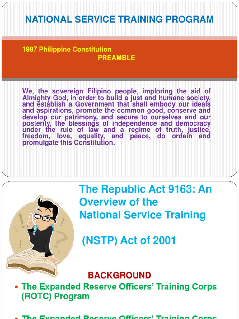 National Service Training Program: 1987 Philippine Constitution Preamble