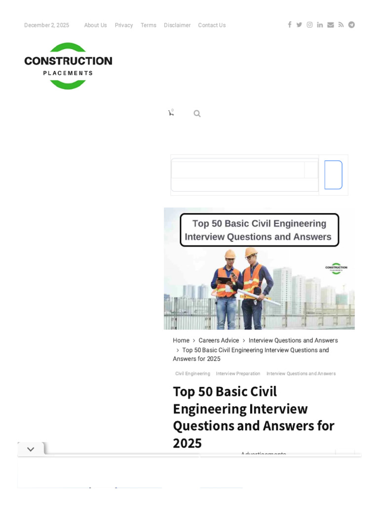 Top 50 Civil Engineering Interview Q&A | PDF | Storm Drain | Young's ...