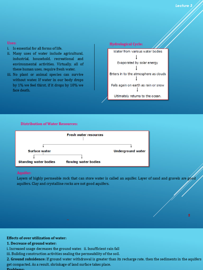 Lecture 3 Water Resources | PDF | Flood | Groundwater