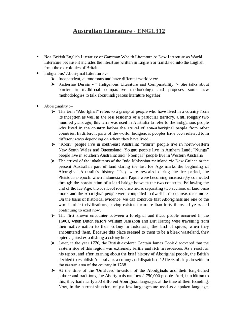 Understanding Australian Indigenous Literature | PDF | Indigenous ...