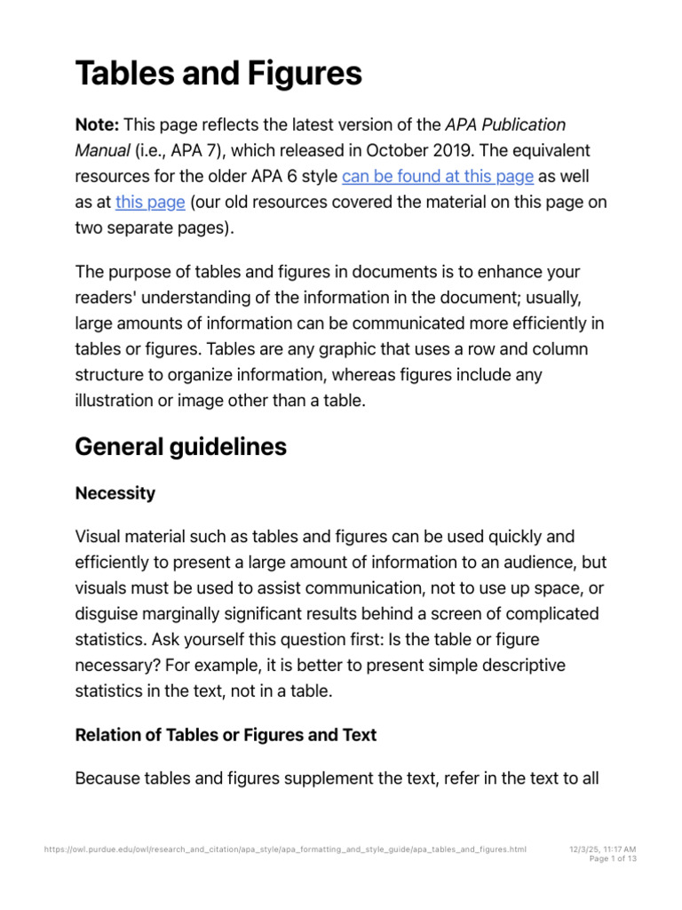 APA Tables and Figures - Purdue OWL® - Purdue University | PDF