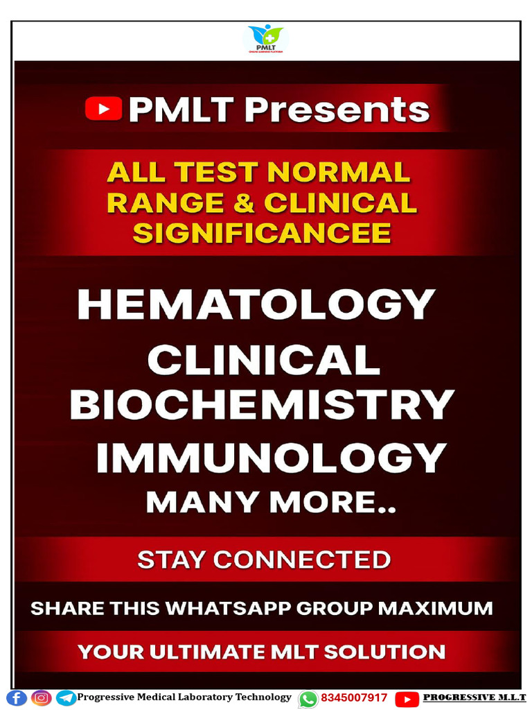 Ultimate Laboratory Diagnostic Atlas PMLT | PDF | Anemia | Prostate ...