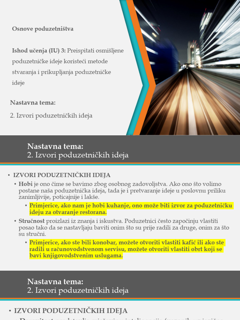 OSN - Pod. - SIU1 - IU3 - 2. Izvori Poduzetničkih Ideja | PDF