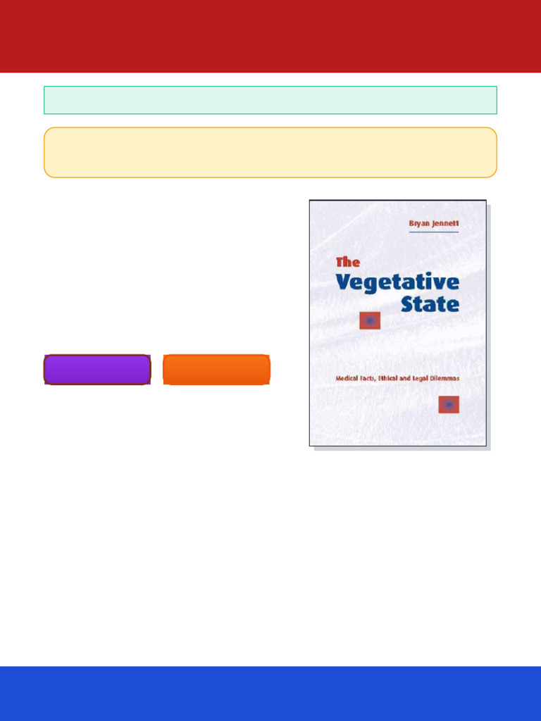 The Vegetative State Medical Facts Ethical and Legal Dilemmas 1st ...