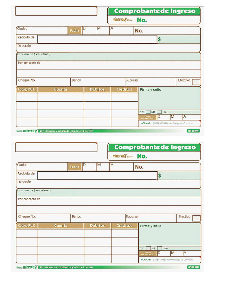 Comprobrante de Ingresoooooo en Blanco | PDF