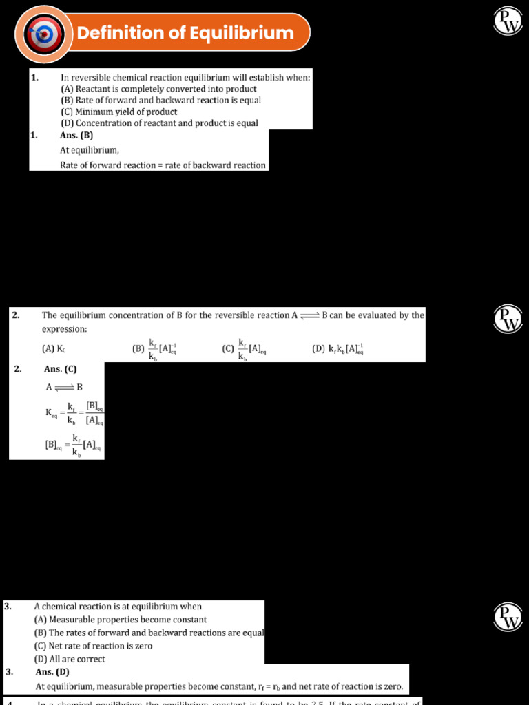 Understanding Chemical Equilibrium Concepts | PDF