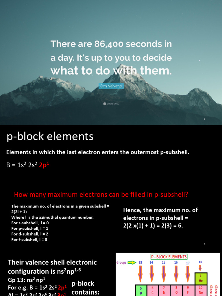 P-block Elements Class 11 | PDF | Atomic Orbital | Aluminium