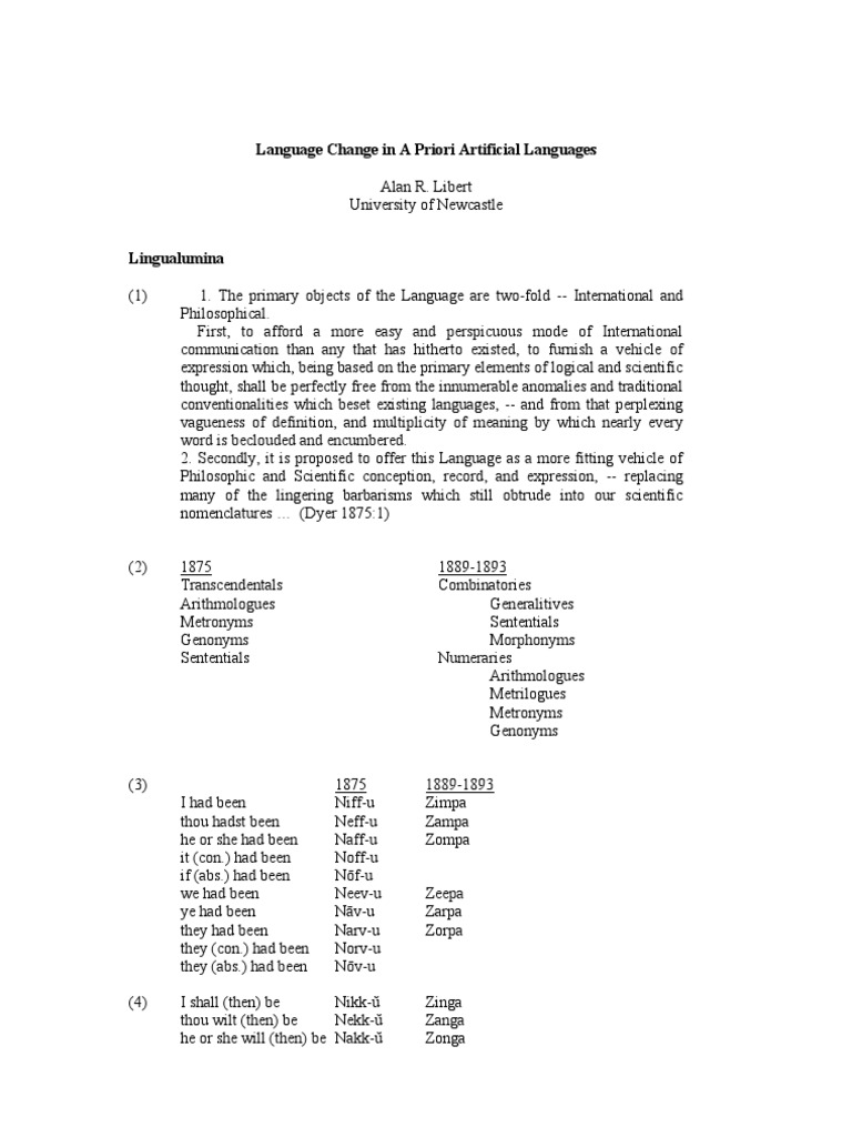 Handout Alan Libert Change in A Priori Languages | PDF | Semiotics ...