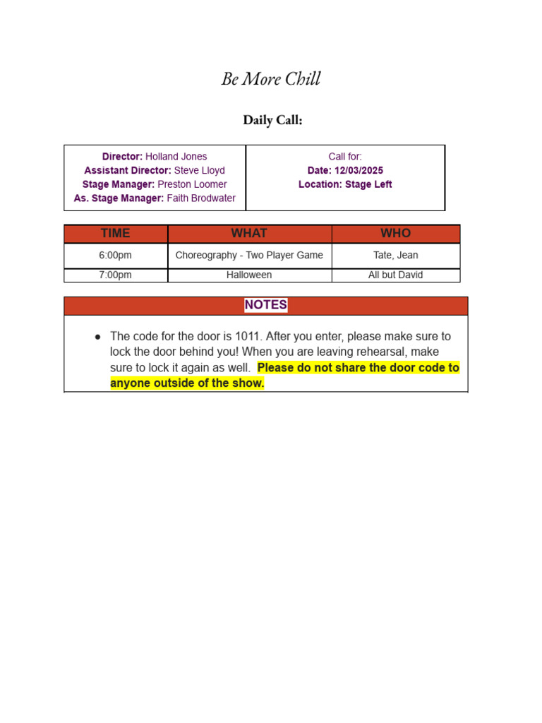 Be More Chill Call 12 - 3 | PDF
