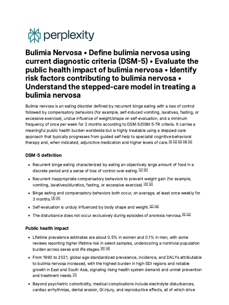 Bulimia Nervosa - Define Bulimia Nervosa Using Cur | PDF | Bulimia ...