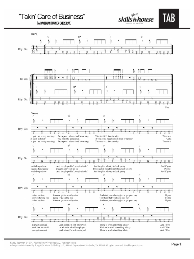 Takin Care of Business Tab | PDF