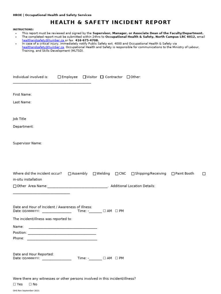 HS Incident Report 2021 | PDF | Occupational Safety And Health | Safety