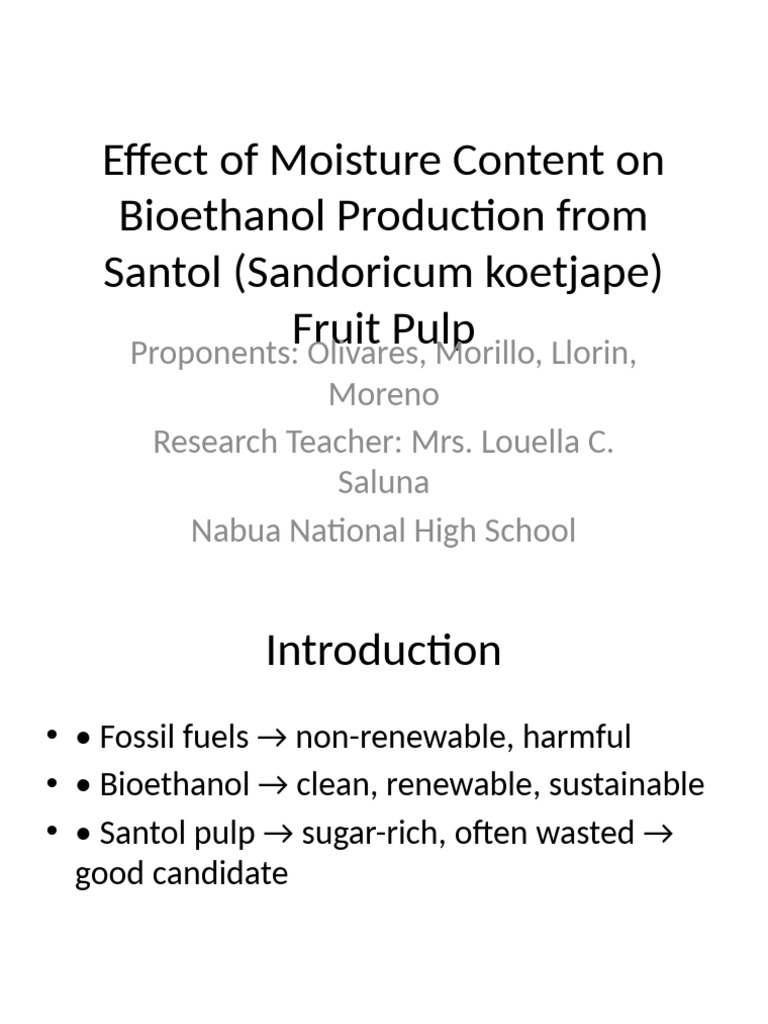 Santol Bioethanol Presentation | PDF