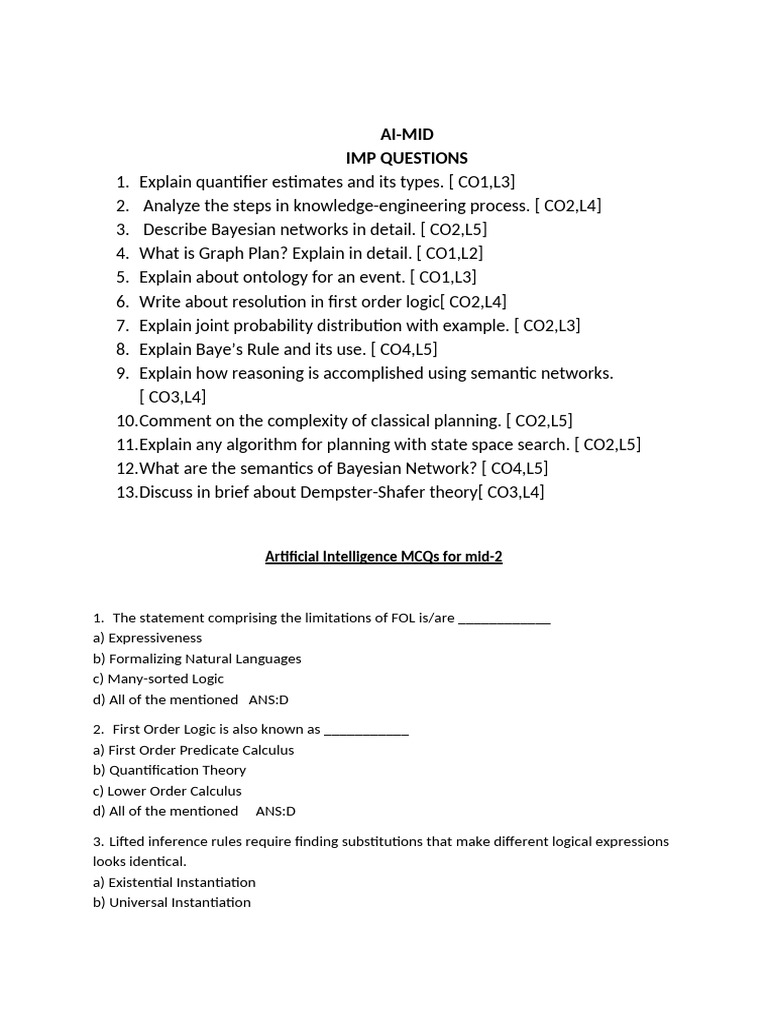 AI-2 | PDF | Logic | Bayesian Network