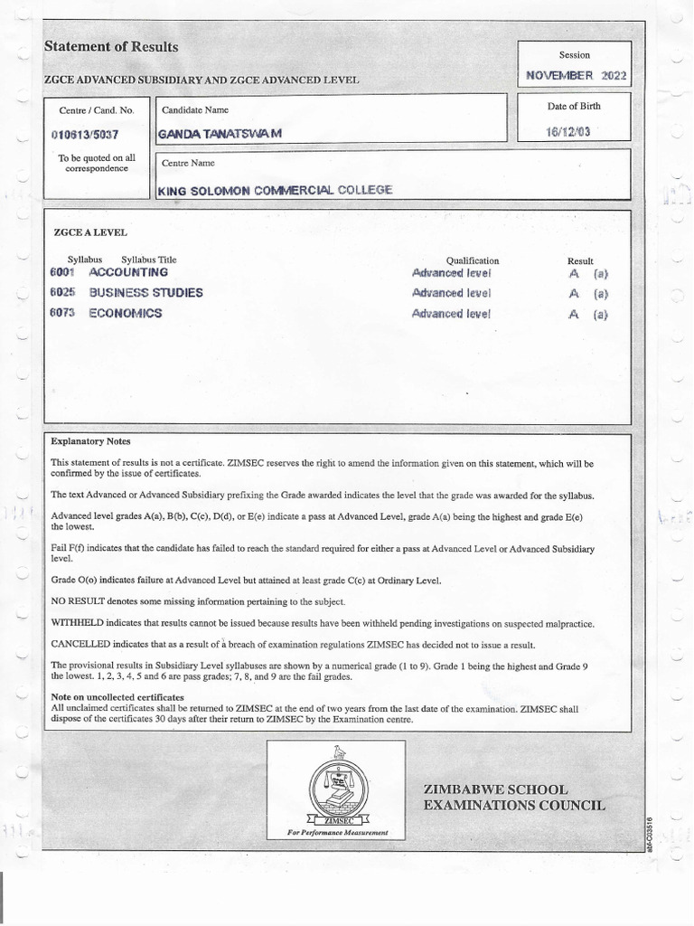 A Level Certificate | PDF