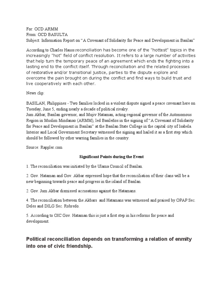 Peace Covenant Signing | PDF | Philippines | Government