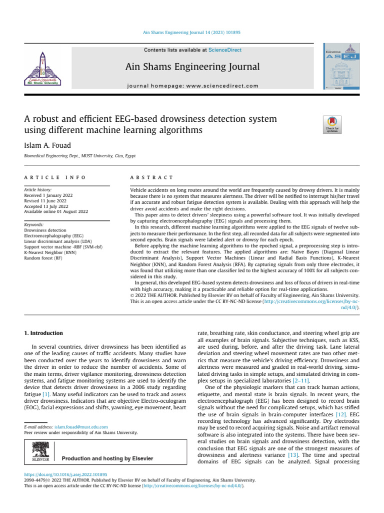EEG Drowsiness Detection System | PDF | Support Vector Machine ...