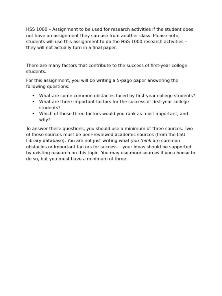 HSS 1000 Substitute Assignment | PDF