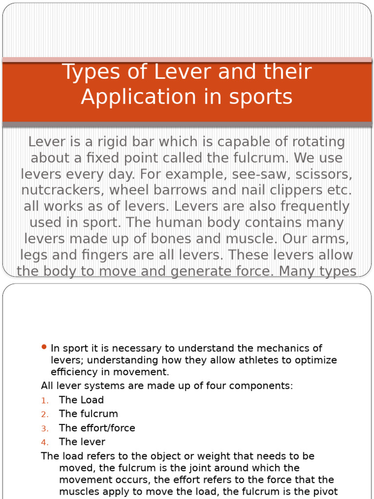 Types of Levers in Sports Mechanics | PDF | Lever | Musculoskeletal System