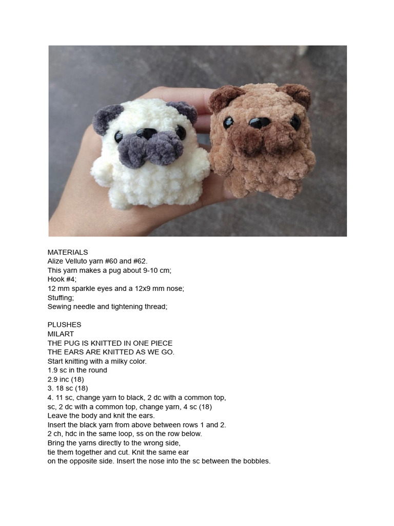 mini crochet pugs | PDF