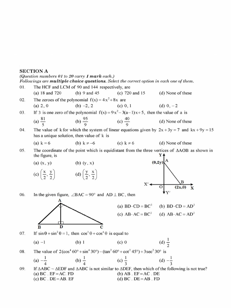 Sample Paper Class X | PDF