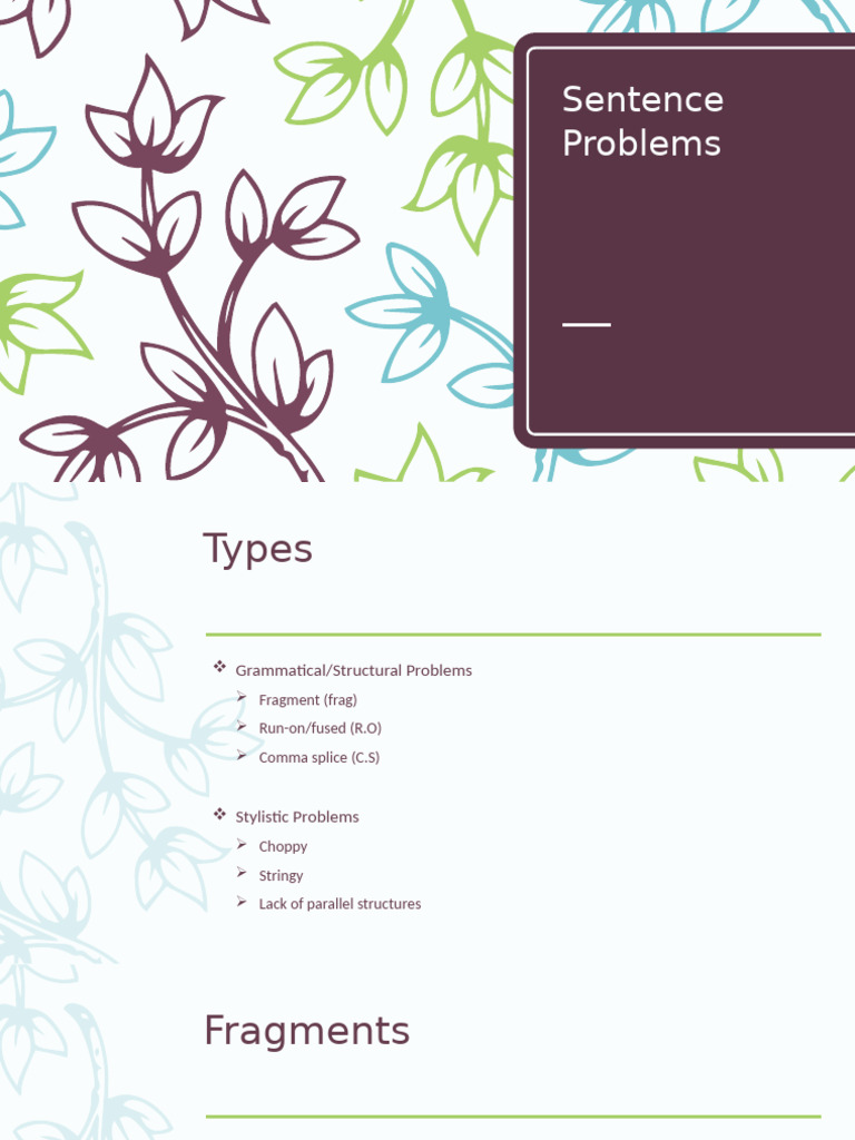 Sentence Problems | PDF | Comma | Language Mechanics