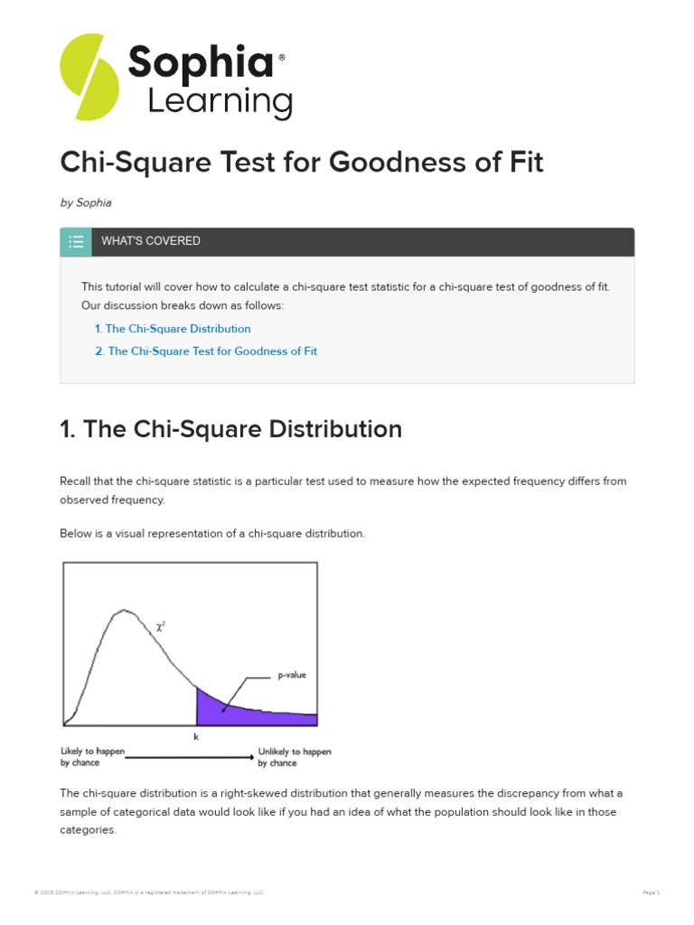 Chi Square Test for Goodness of Fit 6 | PDF | Chi Squared Test | P Value