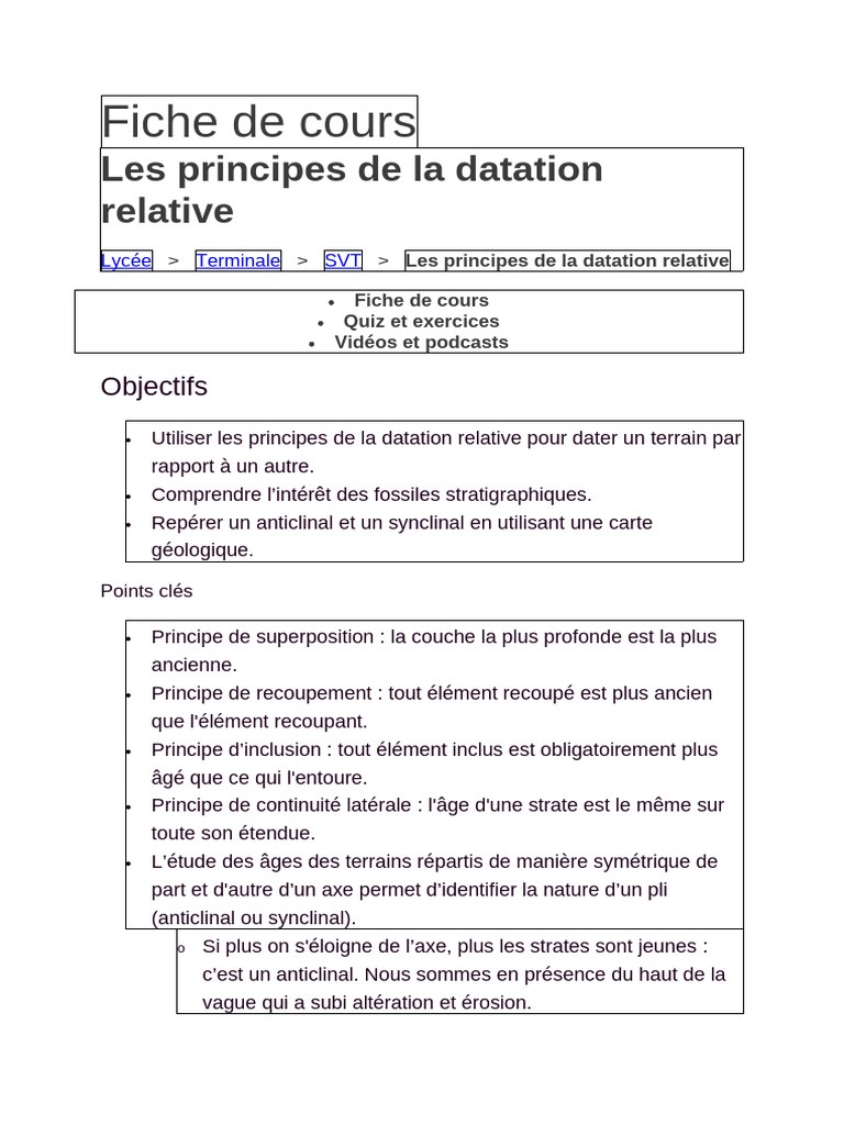 Principes de la datation relative en géologie | PDF | Stratigraphie ...