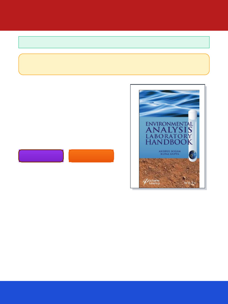 Environmental Analysis Laboratory Handbook First Edition Anshul Nigam ...