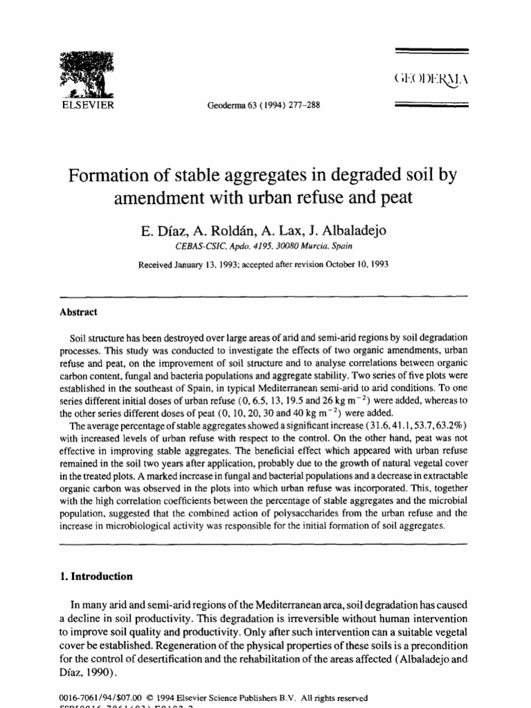 Formation of Stable Aggregates in Degraded Soil by Amendment With Urban ...