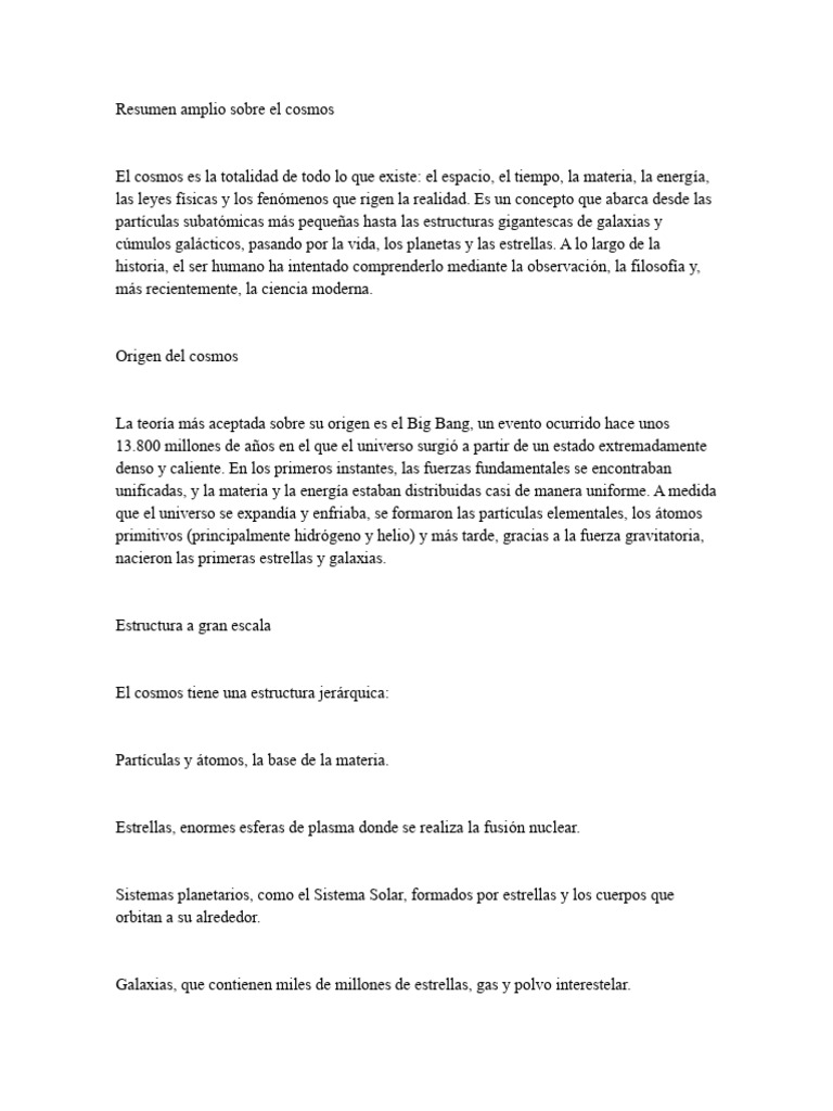 Resumen Amplio Sobre El Cosmos | PDF | Universo | Galaxia