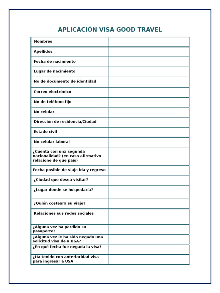 Formato Word Informacion Personal 2025 | PDF