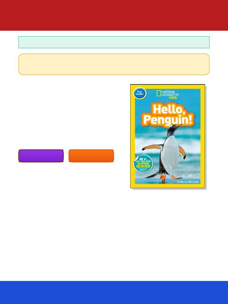 National Geographic Readers Hello Penguin Pre Reader Kathryn Williams ...