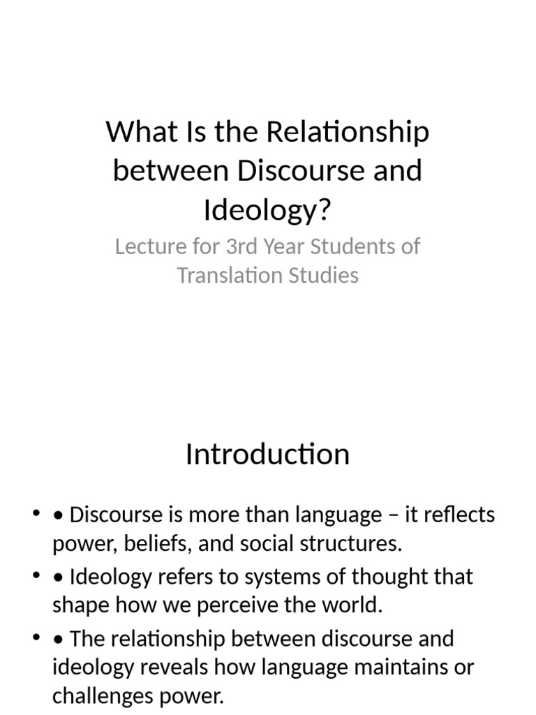 Discourse and Ideology Lecture | PDF