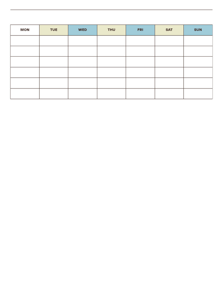 Monthly Planner Doc in Dark Brown Cream Pastel Blue Aesthetic Modern ...