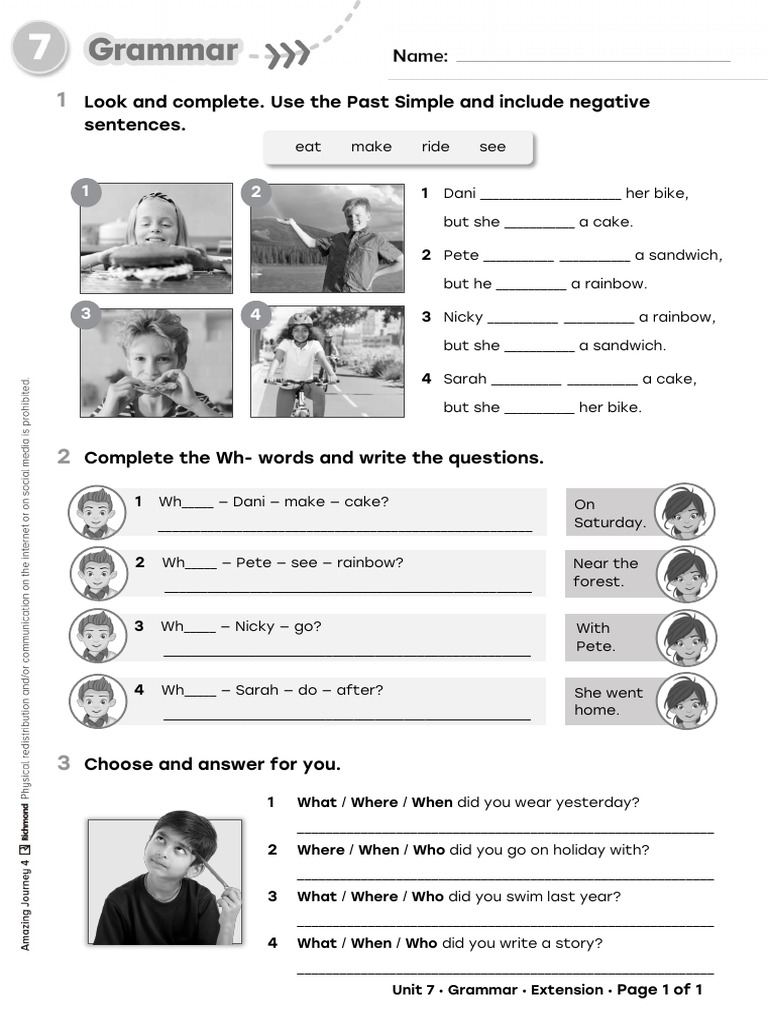 Amazing Journey 4 Unit 7 Grammar Extension | PDF