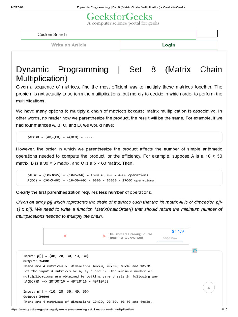 Dynamic Programming _ Set 8 (Matrix Chain Multiplication ...