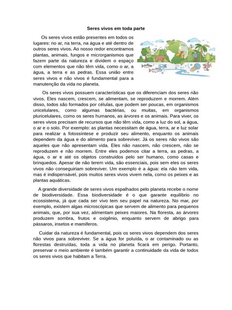 Seres Vivos em Toda Part1 | PDF