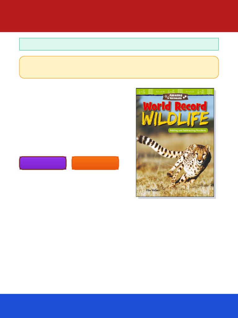 Amazing Animals World Record Wildlife Adding and Subtracting Fractions ...