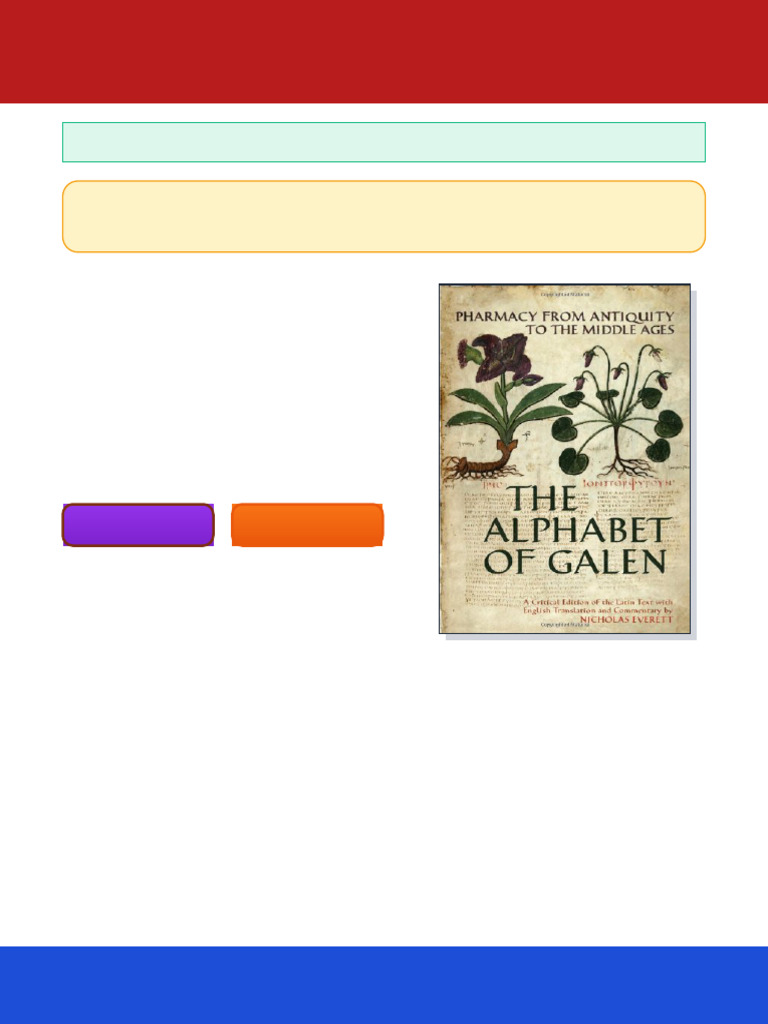 The Alphabet of Galen Pharmacy From Antiquity To The Middle Ages 1st Edition Nicholas Everett ...