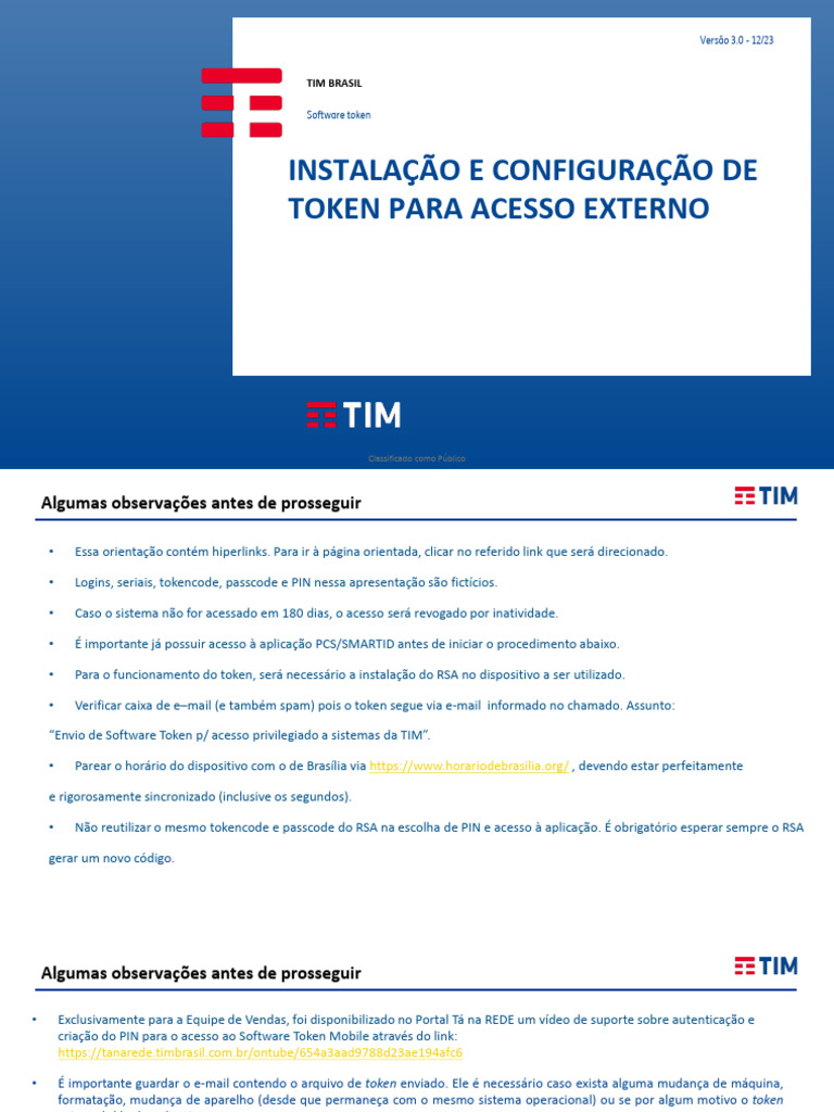 Instalação do Token RSA para Acesso TIM | PDF | Android (sistema ...